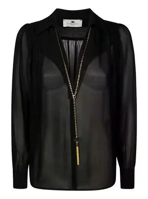 ELISABETTA FRANCHI Georgette Buttoned Collared Shirt