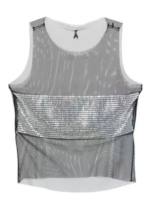 Patrizia Pepe Rhinestone-embellished Tank Top - Metallic