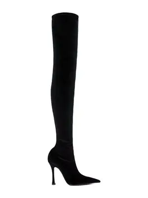 Roberto Cavalli Satin Thigh-high Boots - Black