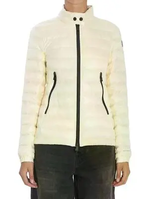Moncler Quilted Coat With Snap-buttoned Collar - White
