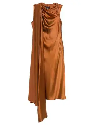 Max Mara Draped Silk Midi Dress - Brown