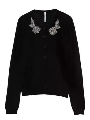 Liviana Conti Embellished Wool Cardigan - Black