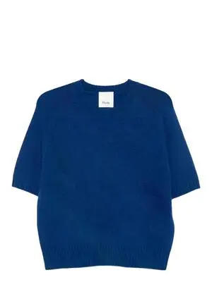 ALLUDE Short-sleeve Sweater - Blue