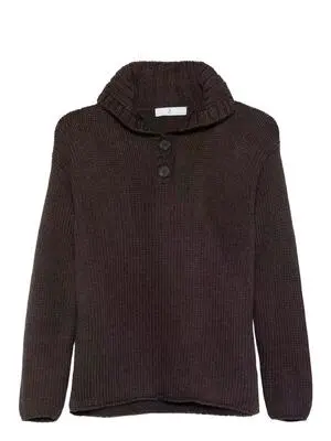 WHY CI Polo-collar Sweater - Brown