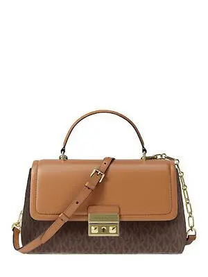 Michael Kors Tribeca Medium Signature Logo Satchel Brown