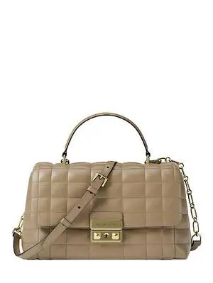 Michael Kors Tribeca Medium Quilted Leather Satchel - Natural
