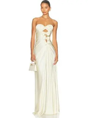 HELSA The Silk Faye Dress - Egg Shell