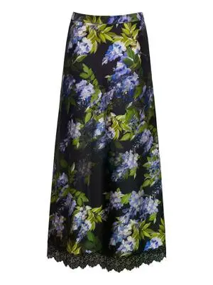 Cara Cara Floral-lace A-line Skirt - Black