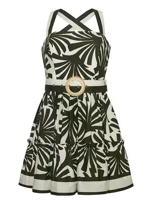 Cara Cara Geometric Print Mini Dress - White