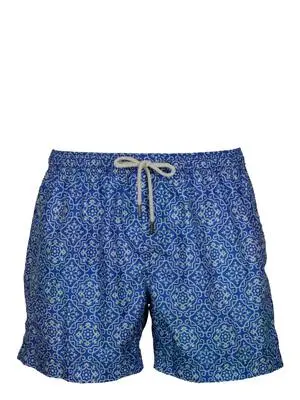 PENINSULA SWIMWEAR Patterned Drawstring Swim Shorts - Blue