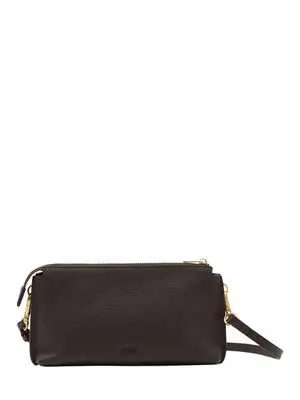 REISS Leather Crossbody Bag - Brown
