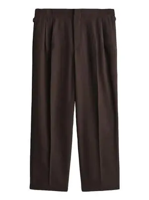 Cos Pleated Wool-Blend Trousers Brown