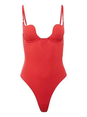 Fleur Du Mal U-plunge Bodysuit - Rouge