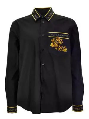 Versace Baroque-print Pocket Shirt - Black