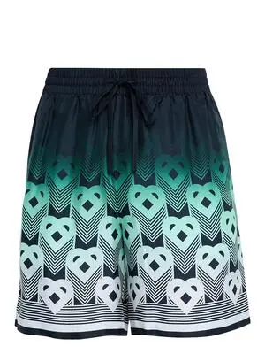 Casablanca Silk Monogram Drawstring Shorts - Green