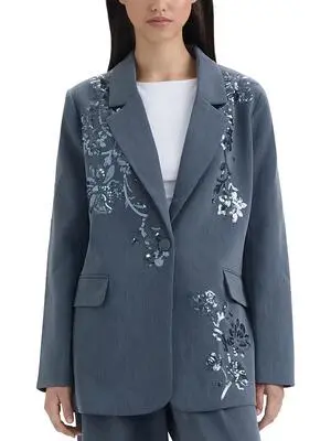 NVLT Sequin Embellished Blazer Blue