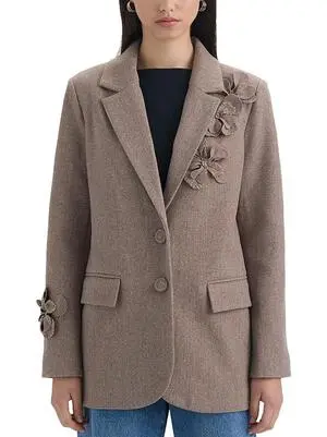 NVLT 3d Flower Blazer - Taupe Mix