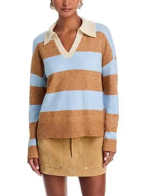 Aqua Stripe Rugby Sweater - Sky Blue/camel/ivory