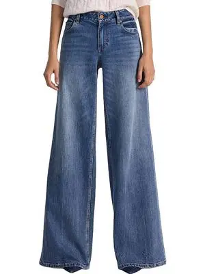 Alice + Olivia Chic High Rise Wide Leg Jeans Brooklyn Blue