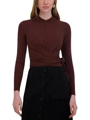 POINT Mandarin Wrap Top - Chocolate