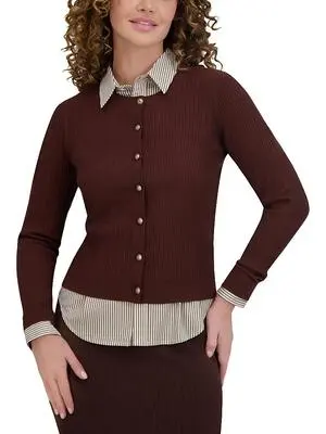 POINT Cable Knit Cardigan - Chocolate