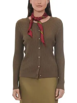 POINT Cable Knit Cardigan Olive