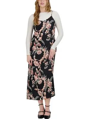 POINT A-line Satin Slip Dress - Wallpaper Floral