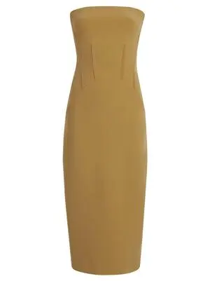 Another Tomorrow Doppio Structured Wool Midi Dress - Hazelnut
