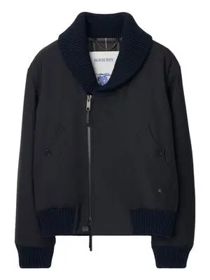 Burberry Wool Blend Bomber Jacket - Navy