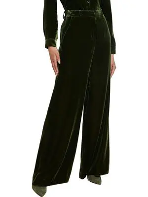 L'Agence Pilar Velvet Wide-leg Pants - Deep Olive