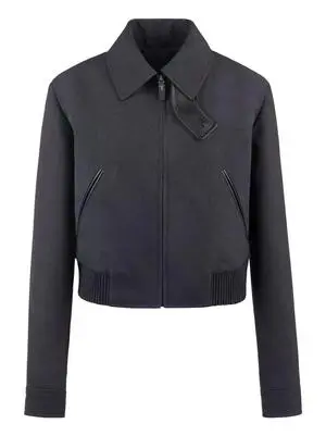TOD'S Leather-trimmed Bomber Jacket - Blue