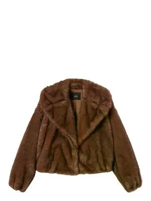TWINSET Oversized Faux Fur Jacket - Brown