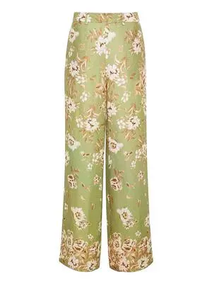 Cara Cara Mayflower Floral-print Linen Trousers - Green