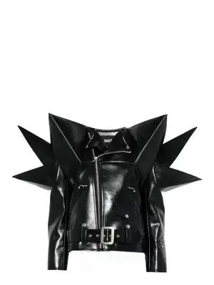 Junya Watanabe Spike-detail Leather Biker Jacket - Black