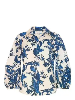 Cara Cara Floral Print Balloon-sleeve Shirt - White