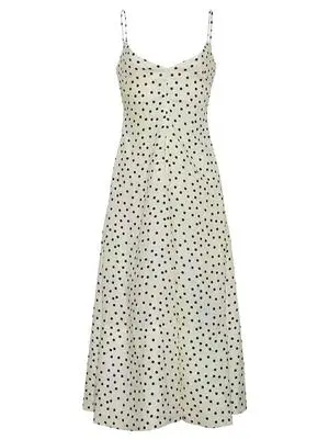 Cara Cara Polka-dot A-line Midi Dress - White