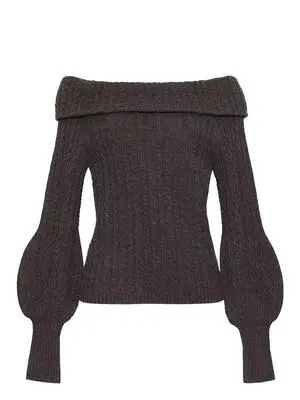 Cara Cara Cable-knit Off-the-shoulder Sweater - Grey