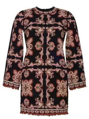 CARA CARA Fritz Paisley-Print Frayed Mini Dress