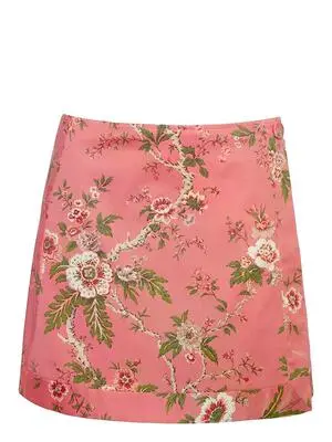 Cara Cara Floral-print A-line Skirt - Pink