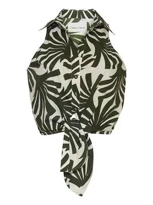 CARA CARA Leafs-Print Tie-Front Shirt