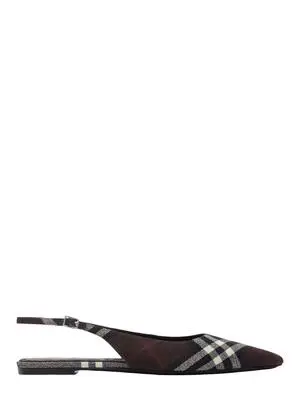 BURBERRY Check Slingback Flat Pumps