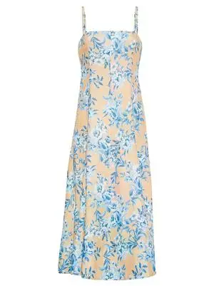 Cara Cara Floral-print Flared Midi Dress - Yellow