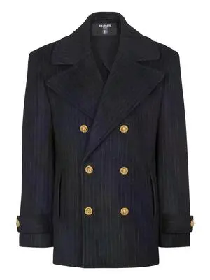 Balmain Pinstripe Double-breasted Jacket - Blue