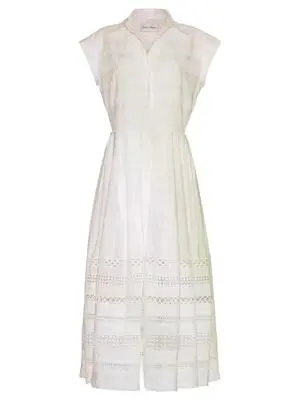 Cara Cara Lace-insert Midi Dress - White
