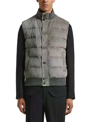 Peserico Quilted Suede Gilet - Grey