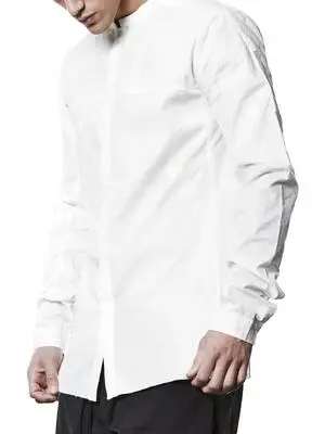 THOM KROM Mandarin-collar Long-sleeve Shirt - White