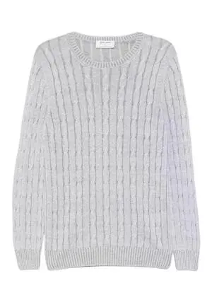 GRAN SASSO Cable-knit Crew-neck Sweater - Grey