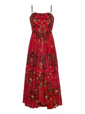 Cara Cara Floral-print Gathered A-line Dress - Pink