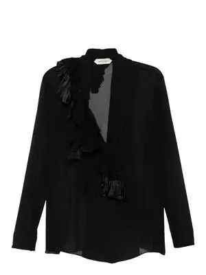 Alberta Ferretti Ruffled Long-sleeve Blouse - Black