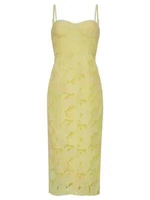 Cara Cara Camille Floral Lace Midi Dress - Yellow